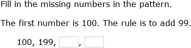 IXL | Use a rule to complete an addition pattern | 4th grade math