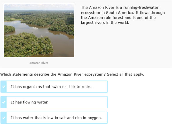 IXL | Describe aquatic ecosystems | 6th grade science