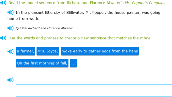 IXL | Create varied sentences based on models | 2nd grade language arts