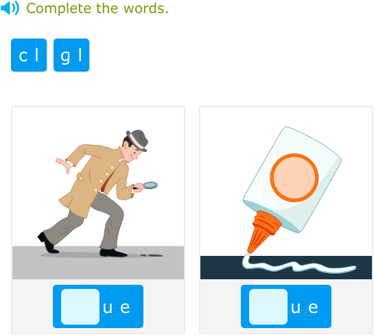 IXL | Complete the vowel team words | 1st grade language arts
