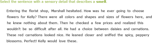 IXL | Identify sensory details | 8th grade language arts
