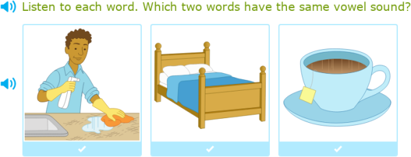 IXL | Which two words have the same vowel sound? | Kindergarten ...