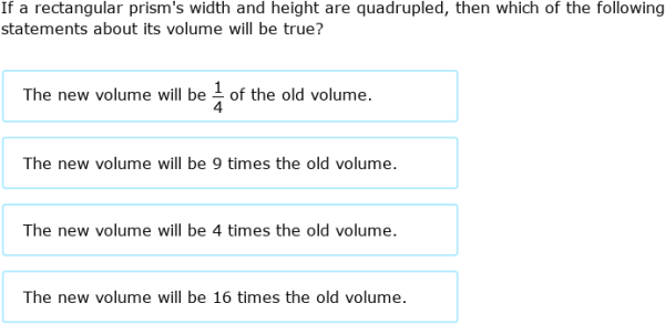 IXL | Volume of prisms and cylinders: changes in scale | 8th grade math