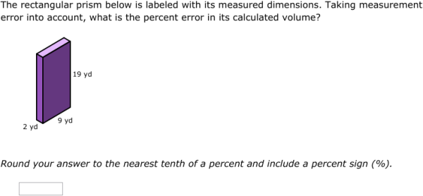 IXL - Percent error: area and volume (Algebra 1 practice)