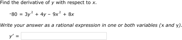 IXL - Find derivatives using implicit differentiation (Calculus practice)