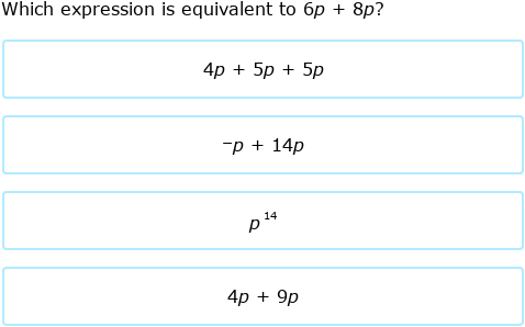 IXL | Identify equivalent expressions I | 6th grade math