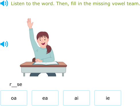 IXL | Complete the word with the correct vowel team | 2nd grade ...
