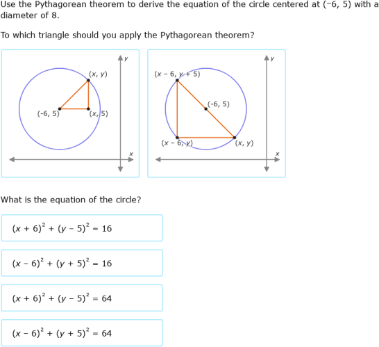IXL - Derive equations of circles using the Pythagorean theorem ...