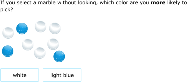 IXL | More or less likely | Kindergarten math
