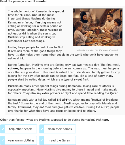 IXL | Ramadan | 4th grade social studies