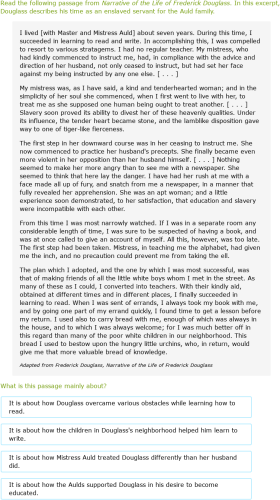 IXL | Analyze passages from Narrative of the Life of Frederick Douglass ...