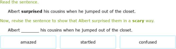 IXL | Revise the sentence using a stronger verb | 4th grade language arts