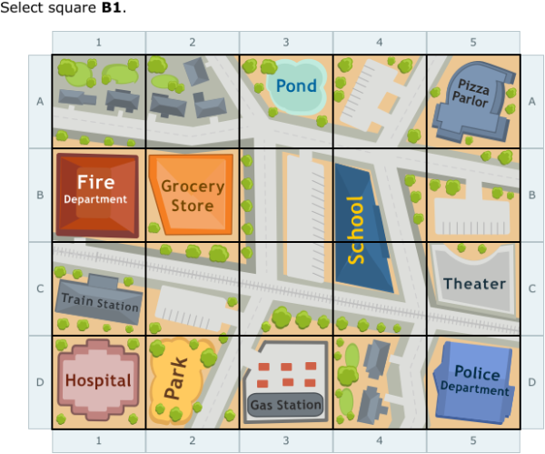 IXL | Read a letter-number grid | 2nd grade social studies