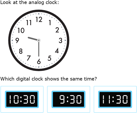 IXL | Match analog and digital clocks: to the quarter hour | 1st grade math