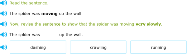 IXL | Revise the sentence using a stronger verb | 2nd grade language arts