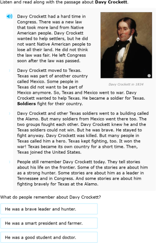 IXL | Davy Crockett | 1st grade social studies