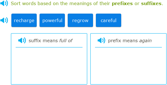 IXL | Sort words with shared prefixes and suffixes by meaning | 2nd ...