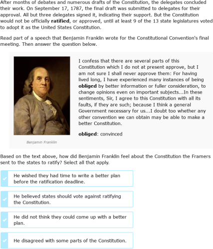 IXL - The Constitutional Convention (U.S. History practice)