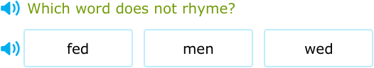 IXL | Which word does not rhyme? | 1st grade language arts