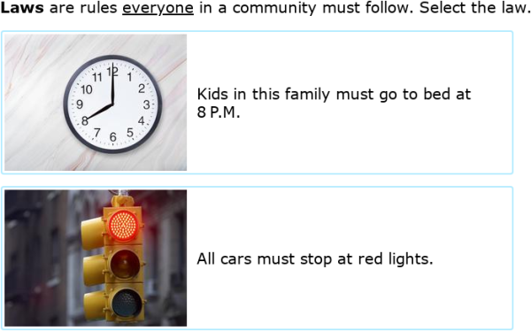 IXL | Rules and laws | 1st grade social studies