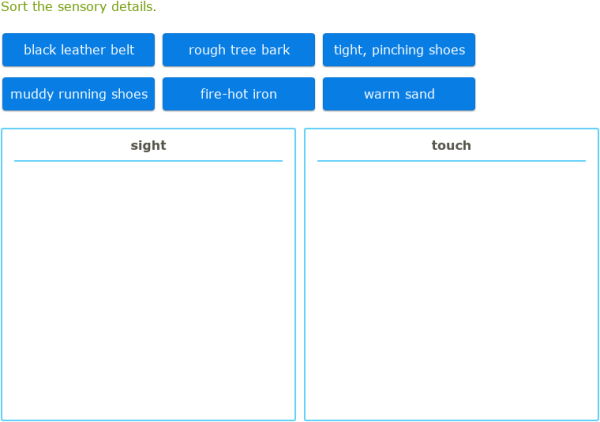 IXL | Sort sensory details | 3rd grade language arts