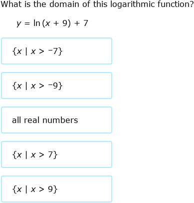 IXL - Domain and range of logarithmic functions (Precalculus practice)