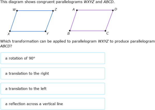 IXL | Checkpoint: Congruence transformations | 8th grade math
