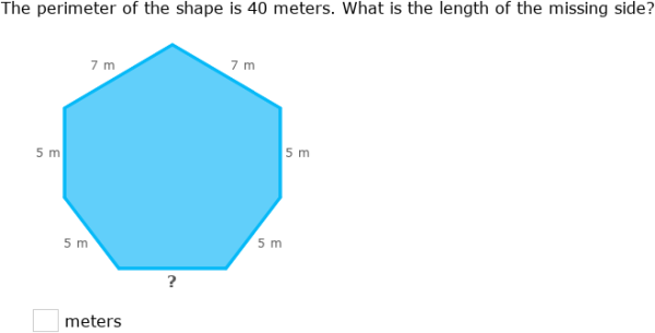 IXL | Perimeter of polygons: find the missing side lengths | 8th grade math