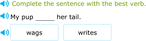 IXL | Use action verbs | 1st grade language arts