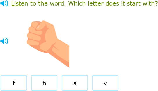 IXL | Which letter does the word start with? | 1st grade language arts