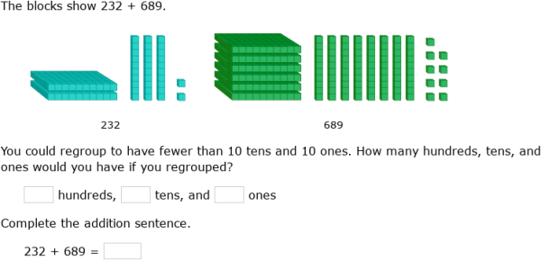 IXL | Use models to add three-digit numbers: with regrouping | 4th ...
