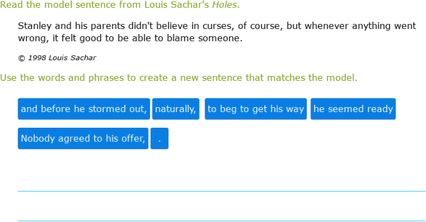 IXL | Create varied sentences based on models | 6th grade language arts
