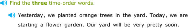 IXL | Identify time-order words | 1st grade language arts