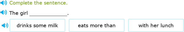 IXL | Complete the sentence | Kindergarten language arts