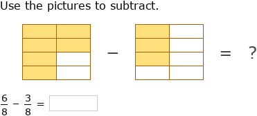 IXL | Subtract fractions with like denominators using area models | 3rd ...