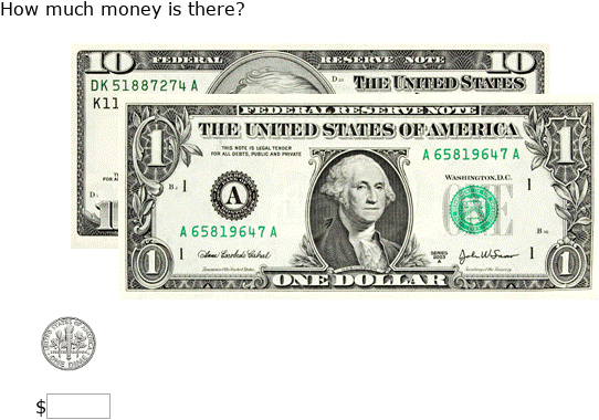 IXL | Count pennies, dimes, and $1 and $10 bills | 4th grade math