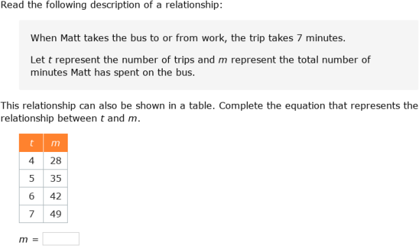 IXL | Write a two-variable equation | 7th grade math