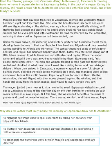 IXL | Analyze passages from Esperanza Rising: Part 1 | 7th grade ...