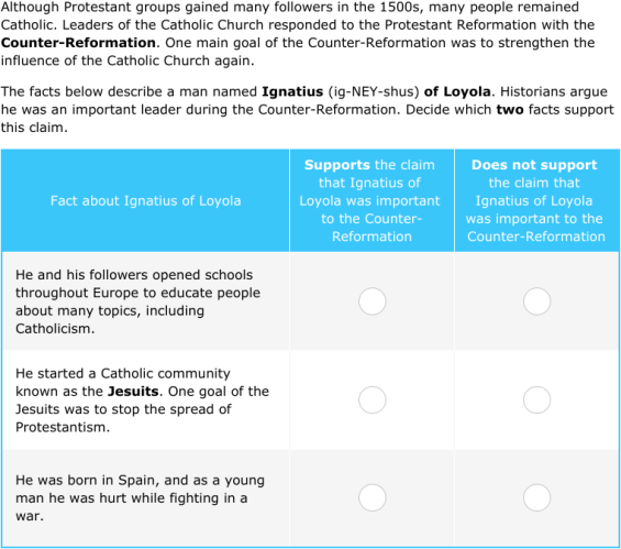 IXL | The Reformation | 7th grade social studies