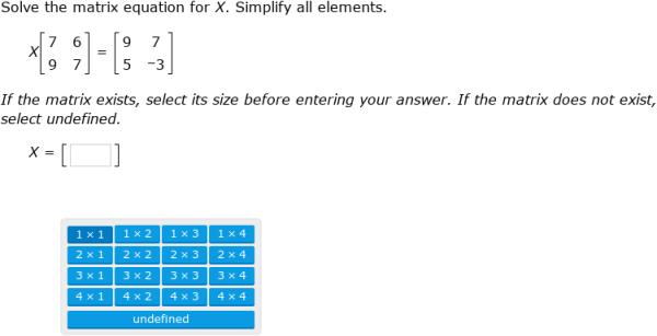 IXL - Solve simple matrix equations using inverses (Algebra 2 practice)