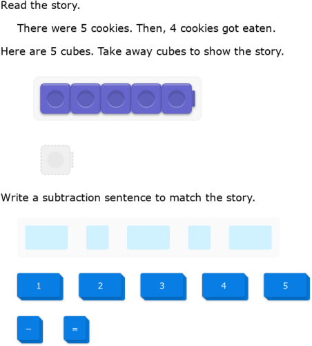 IXL | Model and write subtraction sentences for word problems - up to 5 ...