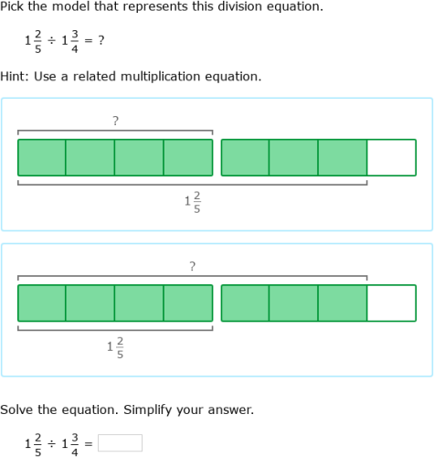 IXL | Divide fractions and mixed numbers using models | 6th grade math