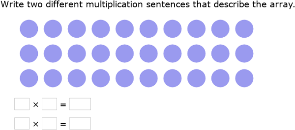 IXL | Write two multiplication sentences for an array with 1, 2, 5 or ...