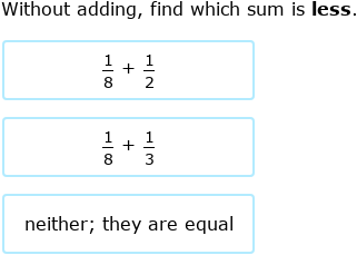 IXL | Compare sums of unit fractions | 4th grade math
