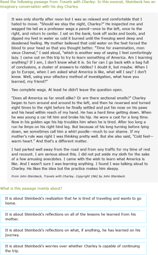 IXL | Analyze passages from Travels with Charley: Part 2 | 8th grade ...