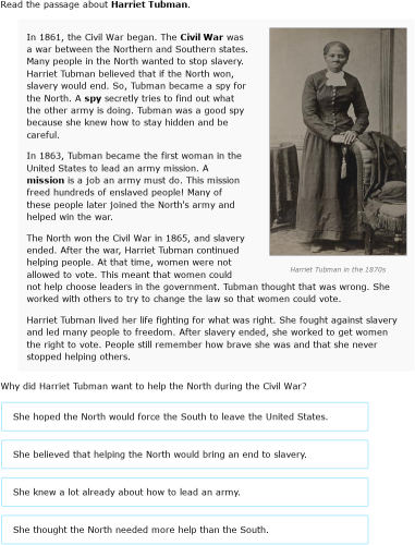 IXL | Harriet Tubman | 4th grade social studies
