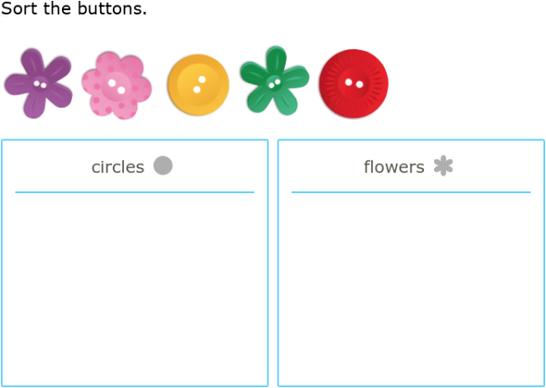 IXL | Classify and sort buttons: mixed review | Kindergarten math