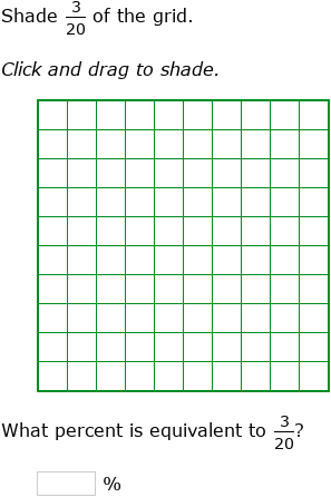 IXL | Convert fractions to percents using grid models | 6th grade math