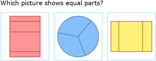 IXL | Equal parts - 2, 3, and 4 equal parts | 1st grade math