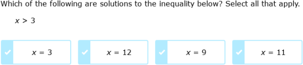 IXL | Solutions to inequalities | 6th grade math